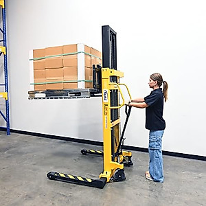 Vestil VHPS-2200-AA Man Stacker Adj Forks/Legs 2.2K, Yellow