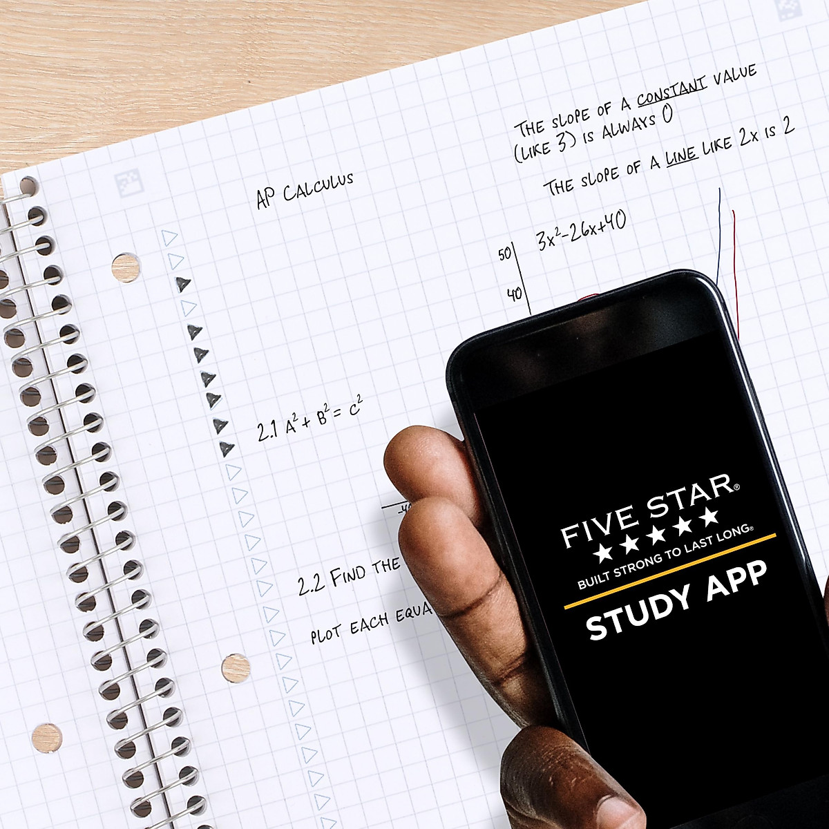 Five Star Spiral Notebook, 1-Subject, Graph Ruled Paper, 11" x 8-1/2", 100 Sheets, Teal Blue (06190AA4)