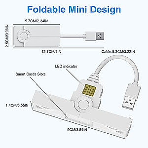CAC EMV Chip Reader Writer, USB DOD Military USB Common Access CAC Smart Card Reader and PIV/ID CAC Card Reader, Credit Card Chip Reader Compatible with Windows 7/8/10/11, Mac OS 10.11 and Linux9