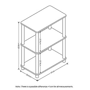 Furinno Turn-N-Tube No Tool 3-Tier Storage Shelf, Narrow, French Oak Grey/Black & Turn-N-Tube 5 Tier Corner Display Rack Multipurpose Shelving Unit, 1-Pack, Espresso/Black