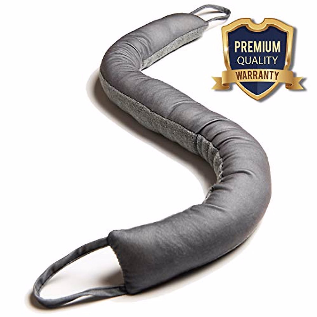 37” Weighted Door Draft Stopper (2.2 Lbs.) – Heavy Duty Noise and Air Blocker, Energy Saving Under Door Guard – Perfect Weather Stripping Door Sealer with Hook Tape (Grey) (Grey)