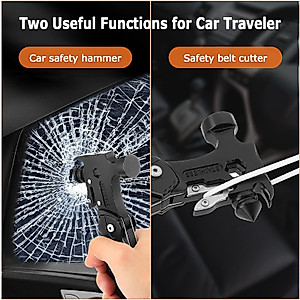 16 in 1 Multitool Hammer, 21 Tools Camping Accessories, Portable Survival Gear with Durable Sheath, 5-in-1 Function with Fire Starter, Gifts for Men