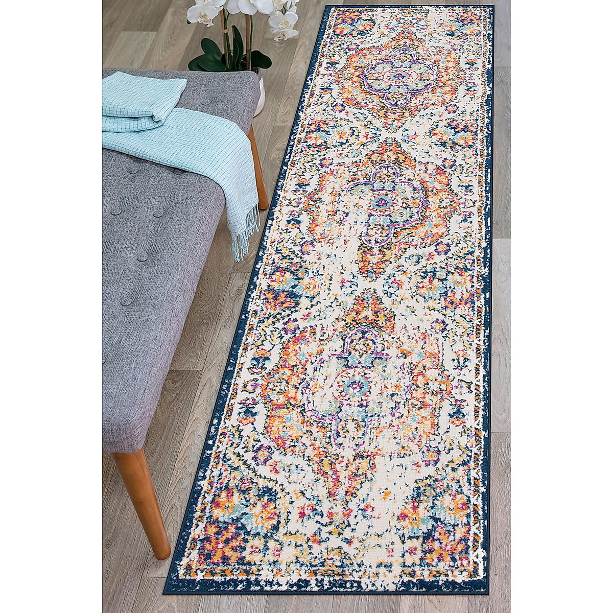 Rugshop Vintage Distressed Bohemian Runner Rug 2' x 7' Multi