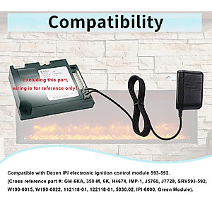 jiooyy 3V AC Power Adapter Compatible with Dexen Fireplace Electronic IPI Pilot Ignition Control Module 593-593, 593-593A, AC593, W707-0002, SRV593-593, 351, HPC351