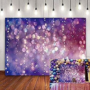 WR Purple Light Spots Backdrop Dreamy Glitter Dots Halos Photography Background Girl Birthday Party Baby Shower Decor Banner Video Photo Studio Props, 7x5FT(width 210cm x Height 150cm)