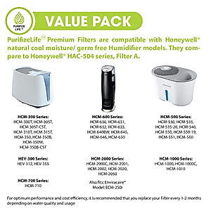 PURIFIZE LIFE Premium Replacement Wick Filter for Honeywell Humidifier HAC-504, HAC-504AW, HAC504, Filter A, HCM-350, HCM 350, HCM350W, HCM-315T, HCM-600, HCM-710 and Other Cool Mist Models (3 Pack)