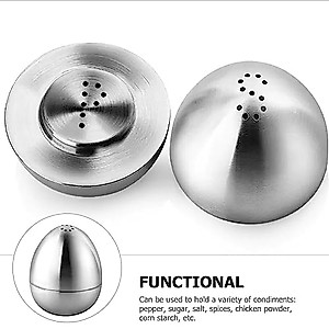 Yardwe Stainless Steel Container Egg Shaped Salt and Pepper Shakers Stainless Steel Shaker Bottles Seasoning Container Empty Condiment Jar for Kitchen Home Bbq Toilet Planter Pot