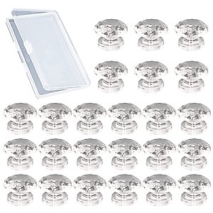 MOROBOR Mini Acrylic Pull Knobs, 24pcs Diamond-Shaped Self Stick Knobs No Drilling Clear Acrylic Self Adhesive Knobs for Mirror Closet Box Gift Case and Other Small Furniture