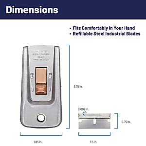 Retractable Razor Blade Scraper Tool with 5 Single Edge Blades - Removes Debris, Stickers, Decals, Paint, Glue - Glass Stove Top Scraper - Entrust Pro - Made in USA