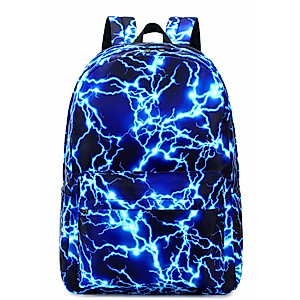 mezhsa Boy School Backpack Elementary Middle Lightning Bookbag Laptop Teenager Waterproof Lightweight 17 Inches (Blue)