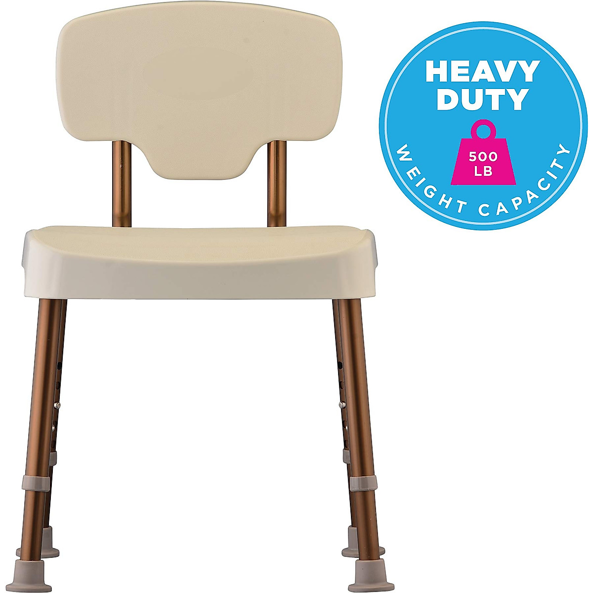 NOVA Medical Products Bariatric Shower and Bath Chair with Back, Heavy Duty 500 lb. Weight Capacity, White, 1 Count (Pack of 1)