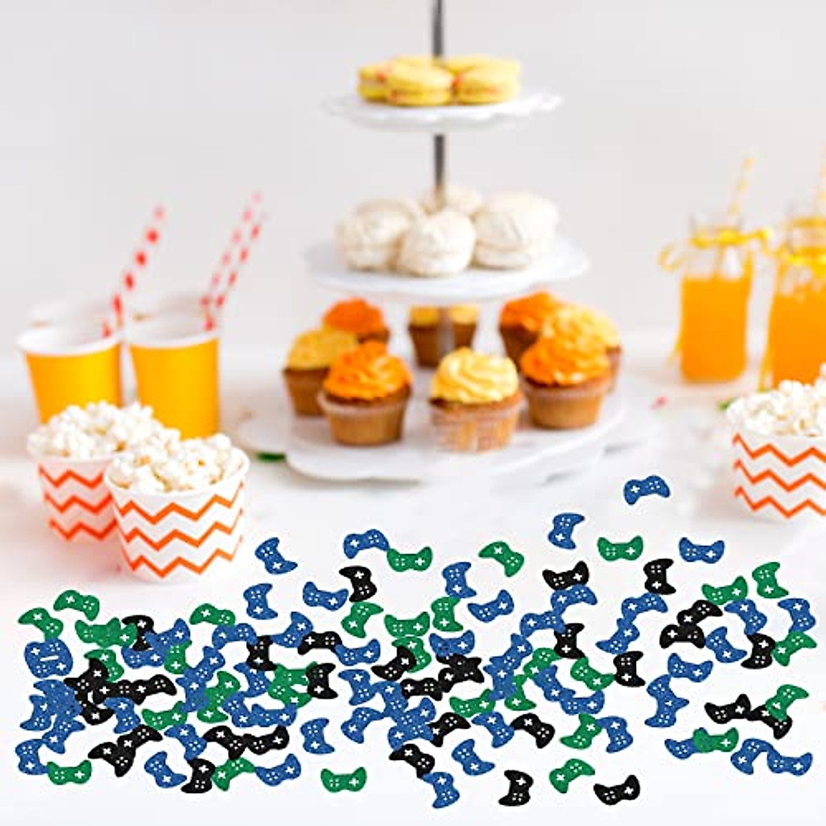 INNORU Video Game Confetti Glitter, Game Theme Birthday Table Confetti, Game Player Paper Scatter, Baby Shower Party Table Decorations Confetti, 120pcs
