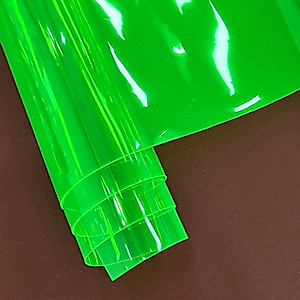 HYANG Green Transparent PVC Super Clear Holographic Vinyl Faux Leather Sheets 1 Roll 12" x 47" (30cm x 120cm) for DIY Bows Earrings Bags DIY Crafts Making
