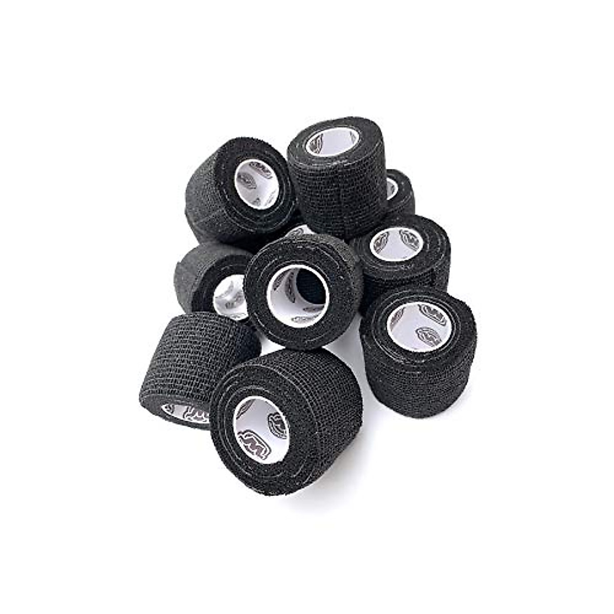 WildCow 2" Black Vet Wrap Tape Bulk, 12 Pack Cohesive Bandage Wraps, Self Adherent Grip Rolls - Solid Colors