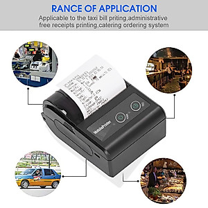 Luqeeg Portable Receipt Printer, Thermal Receipt Printer, 57mm Bluetooth Receipt Printer, USB Smartphone Control 200dpi Resolution Label Printer with 1 Roll Printer Paper, Support Android iOS