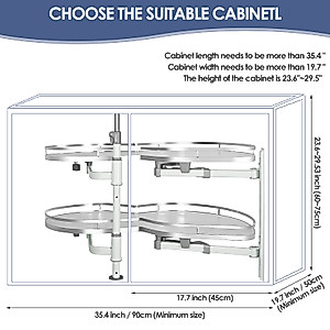 LIVOSA 36" Kitchen Corner Cabinet Blind Pull Out Organizer with 2 Non-slip Tiers Swing Tray and Soft Close, Right Handed Open, White