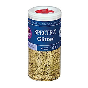Pacon Spectra Glitter Sparkling Crystals, Clear, 4-Ounce Jar (91830) & Spectra Glitter Sparkling Crystals, Gold, 4-Ounce Jar (91680)