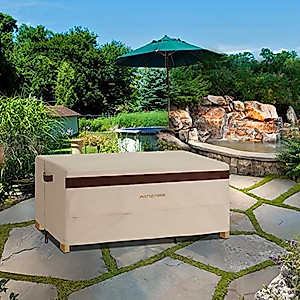 PATIOASIS Patio Coffee Table Cover, Waterproof Outdoor Lawn Furniture Rectangular Small Table Covers 48inch Long Outside Rectangle Coffee Table Covers Beige