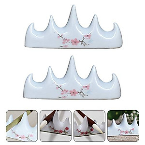 NUOBESTY Paint Brush Rest Stand 2pcs Calligraphy Brush Holder Rack Ceramic Brush Pen Rest Chopsticks Holder Wave Design for Chinese Japanese Calligraphy Practice Supplies Ceramic Chopsticks Rest
