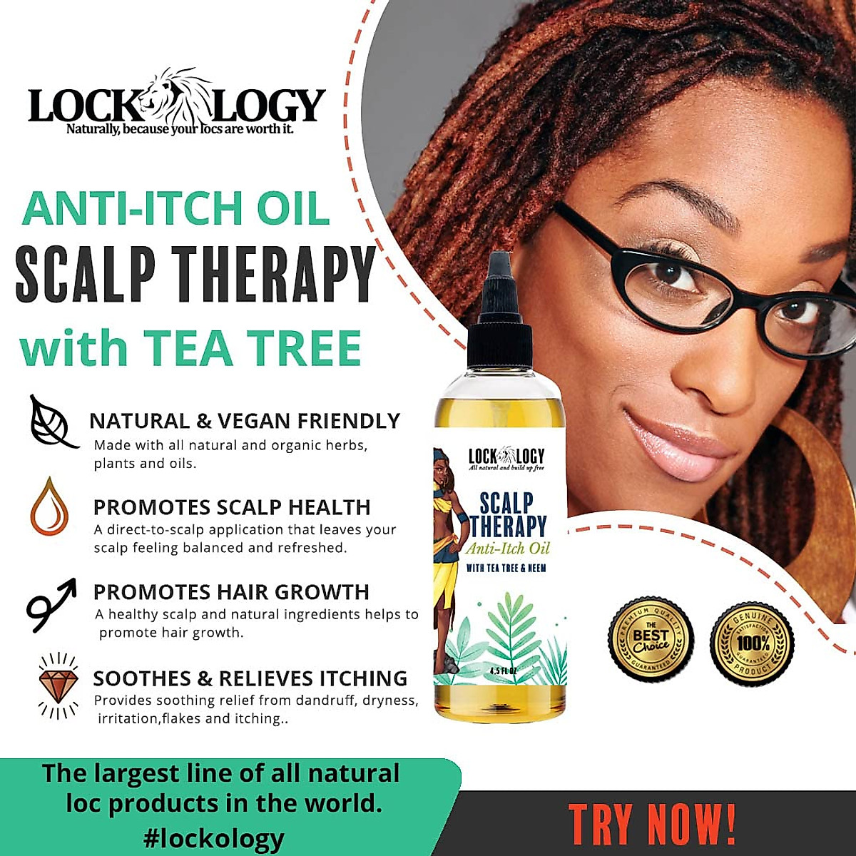 Anti Itch Loc & Braid Spray Scalp Oil | Dry Itchy Scalp Moisturizer and Anti Itch Scalp Relief by Lockology