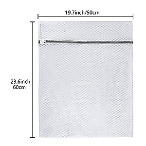 Vivifying Mesh Laundry Bags, 2 Pack 23.6" x 19.7" Large Honeycomb Mesh Wash Bags for Washing Machine, Delicates Clothes, Sweater, Coats, Stuffed Toys, Blanket (White)