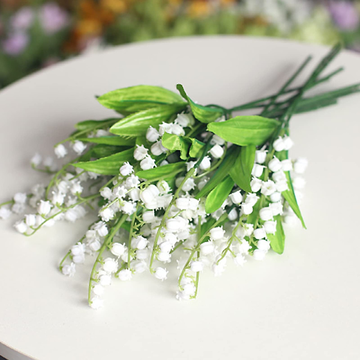 ZooeyRoose 10 pcs Lily of The Valley Artificial Flowers Fake Convallaria Majalis White Flower for Home Garden Bridal Wedding Bouquets Centerpieces Small Vase Arrangements Table Party DIY Decorations