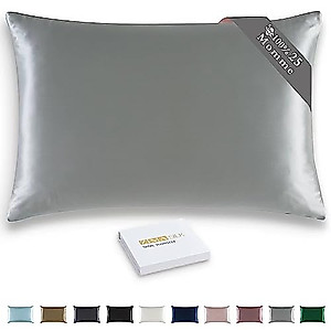 ZIMASILK 100% Luxurious 25 Momme Mulberry Silk Pillowcase for Hair and Skin Heath, Best Gift Choice, Highest Grade 6A Silk, 900 Thread Count, 1Pc (Standard 20''x26'', Iron Gray)