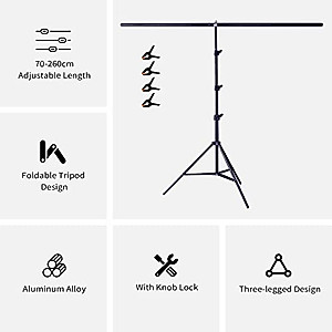 Meking T-Shape Photo Backdrop Stand, 8.56 x 6.56ft PVC Background Photography Support Stand System Kit with Carrying Bag & 4 Spring Clamps