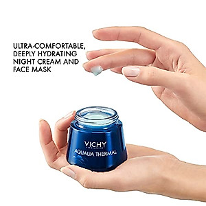 Vichy Aqualia Thermal Spa Face Night Cream and Overnight Mask with Hyaluronic Acid, Moisturizer for Face and Neck, Moisturizing Night Time Anti Wrinkle Cream, Light Scent, Paraben Free