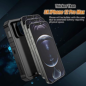 ZEROLEMON Battery Case for iPhone 12 Pro Max, 10000mAh Wireless Charging & Lightning Headphone Supported, RuggedJuicer Extended Battery Charger Case for iPhone 12 Pro Max 6.7" 2020 - Black