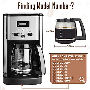 12-Cup Replacement Glass Carafe with Lids Compatible with Cuisinart Coffee Maker, CHW-12, CHW-12P1, DCC-1100BK, DCC-1200, DCC-1200P1, DCC-1200BKS, DCC-1200BMR, DCC-2650, DGB-550BK, DGB-625BC, SS-12