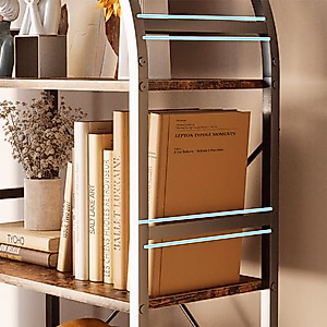 Arbuxzuy 5-Tier Bookshelf, 24 Inch Width Industrial Arched Bookcase, Vintage Storage Rack with Open Shelves, Free Standing Shelf for Home Office, Living Room,Bedroom, Rustic Brown