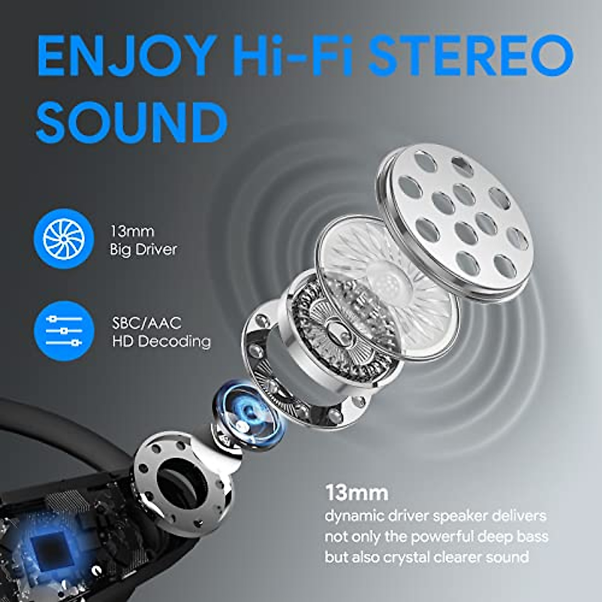 Bluetooth Headphones True Wireless Earbuds with Charging Case IPX10 Waterproof Stereo Sound Earphones Built-in Mic in-Ear Headsets Deep Bass for Sport Running, Fast Pair