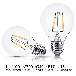 Brightech Ambience PRO Replacement LED Light Bulbs, 1 Watt LED Edison-Inspired Exposed Filaments Bulbs, G40/G45 Energy Efficient Outdoor String Lights Bulbs - 15 Pack
