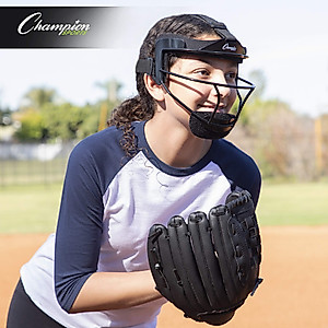 Champion Sports Steel Softball Face Mask - Classic Fielders Masks for Youth - Durable Head Guards - Premium Sports Accessories for Indoors and Outdoors - Black