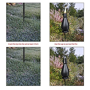 tewei 6 Pack Outdoor Citronella Torches, 59 inch Metal Garden Torches for Outside, Easy to Refill Citronella Outdoor Black Flickering Flame Torch Light for Backyard Outside Patio Lighting Party