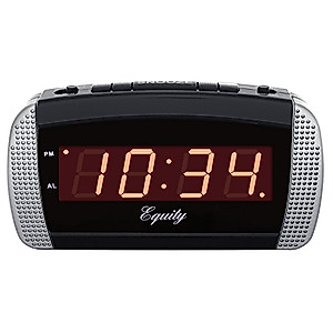 Equity by La Crosse 30240 Super Loud LED Alarm Clock,Black/Silver