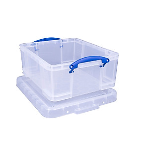 Really Useful Storage Box Plastic Lightweight Robust Stackable 18 Litre W390Xd480Xh200Mm Clear - Ref 18C