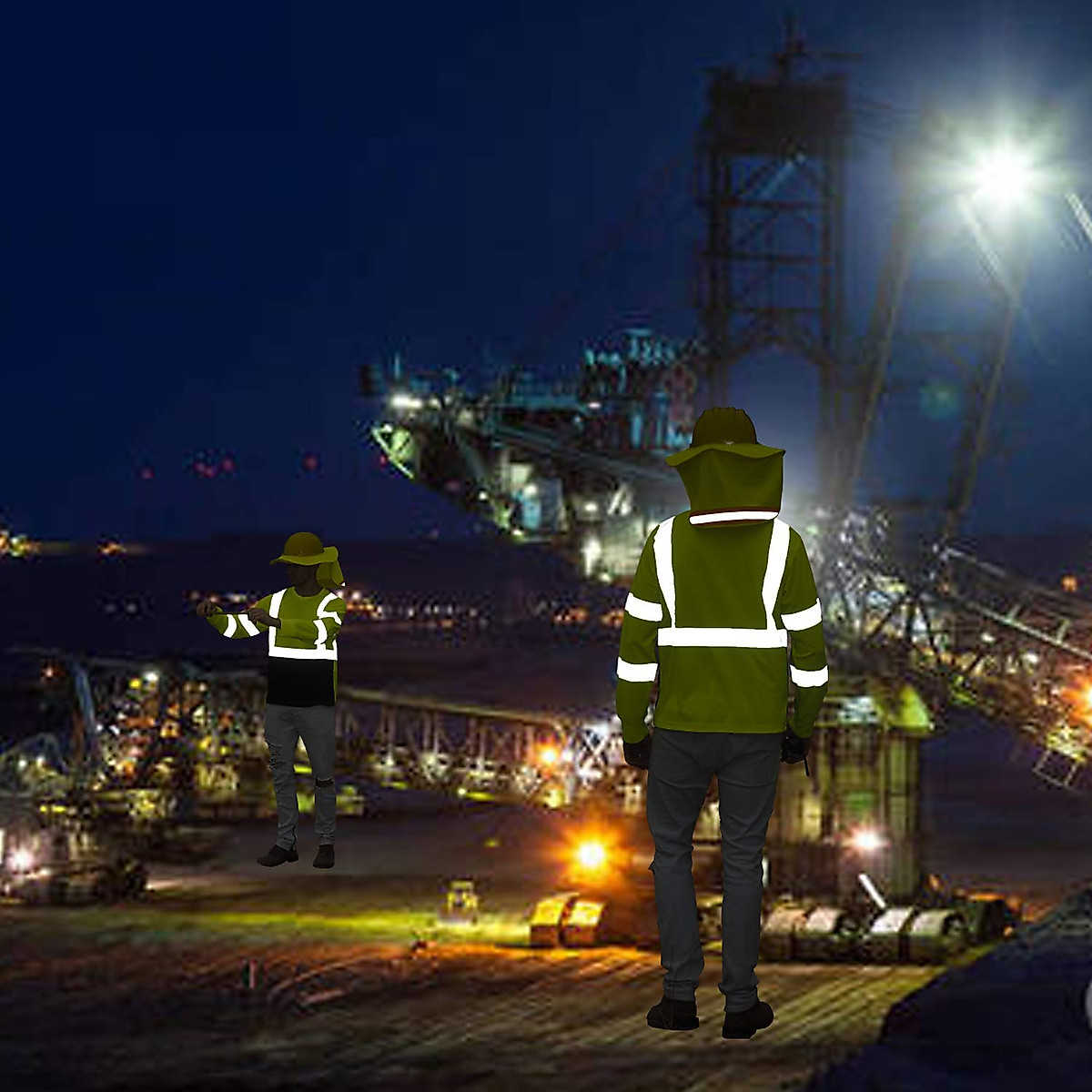 AYKRM Long Sleeve high Visibility Shirts Safety T Shirt Reflective High Visibility hi vis Long Sleeve T Shirt (Yellow, L)