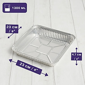 MATANA 9x9 Aluminum Pans with Lids (25 Pack) Disposable Aluminum Tays - 9" Inch Square Foil Cake Baking Pans & Food Containers with Lids