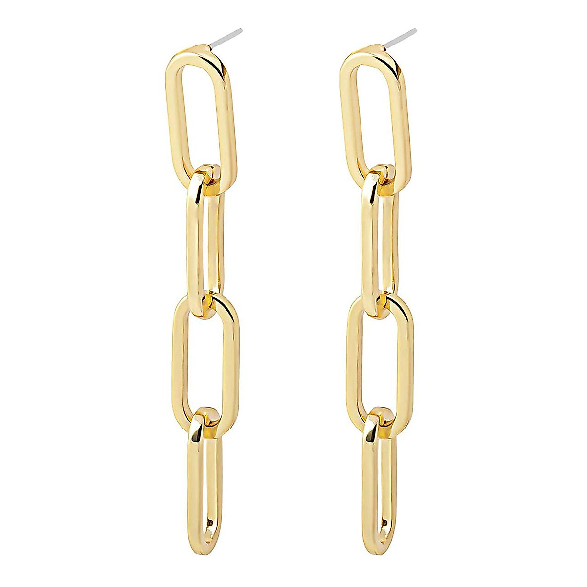 Link Chain Drop Earrings Minimalist Punk Paperclip Chain Dangle Earrings for Women Gold Silver