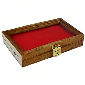Wood Display Case for Collectibles, Knives, Arrowheads, Pins, Medals and More (10 x 5 x 2, Oak)