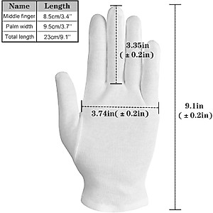 100% Cotton Gloves, 6 Pairs White Cotton Gloves for Women Dry Hands Eczema Serving - Archival Coin Jewelry Inspection Gloves(6 Pairs)