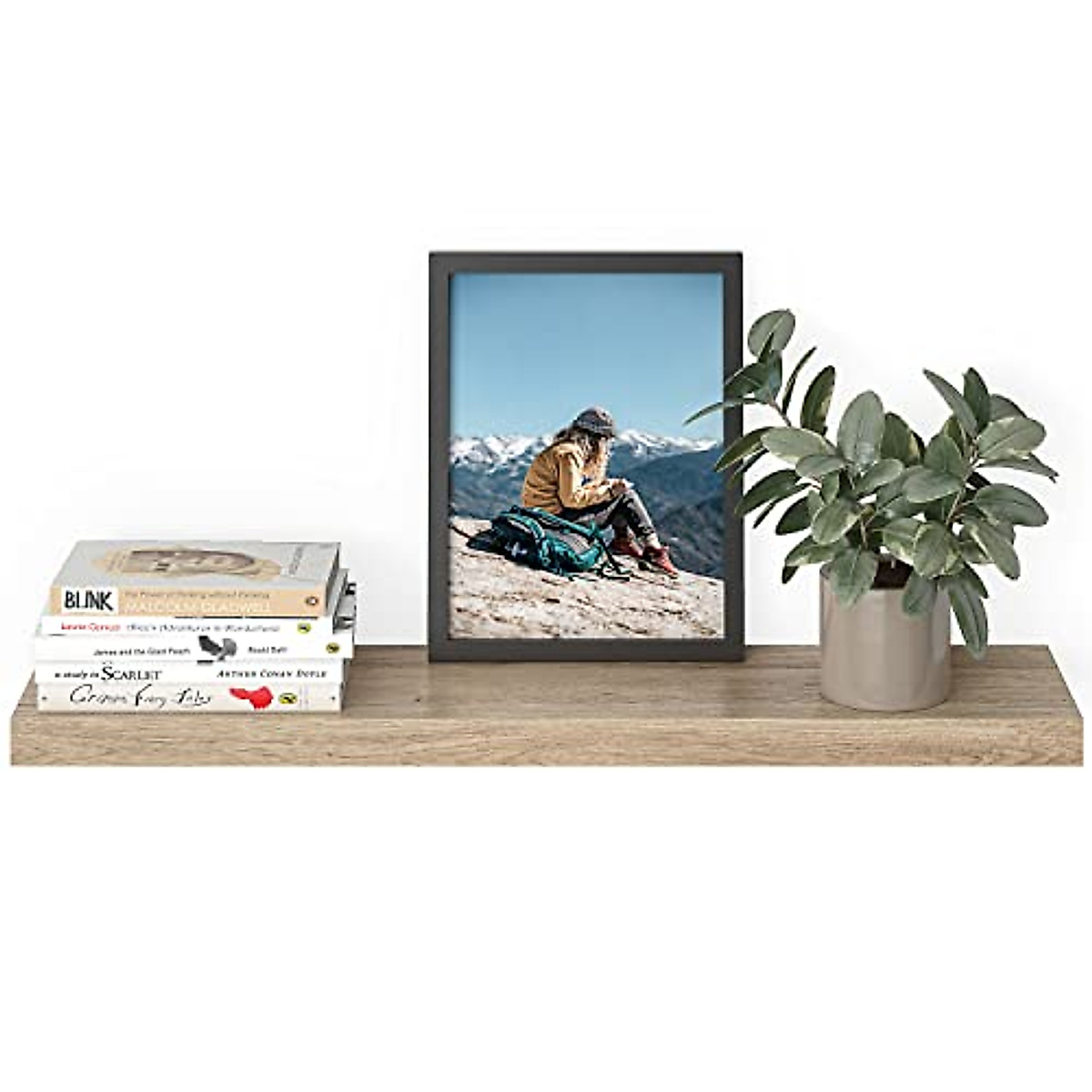 Ballucci Floating Shelf Extra Wide, 35.5" Wood Wall Mount Ledge with Invisible Bracket for Living Room, Bathroom, Kitchen, Nursery, 8" Deep, Oak Finish