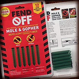 Luster Leaf Fend Off Mole and Gopher Organic Odor Tubes, White, 12 pack