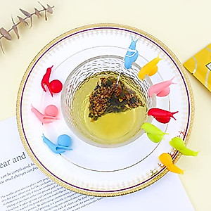 20 Pieces Cute Snail Shape Silicone Tea Bag Holder, LEEFONE Candy Colors Cup Hangers for Gift Set Home Party Supplies