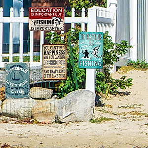 Funny Fishing Wall Decor Fish Metal Sign Fishing Wall Art Gone Fishing Tin Signs For Home You Can't Buy Happiness But You Can Buy A Fishing Pole Sign 8x12 Inch