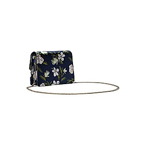 JENIA Floral Printed Satin Cross Body Bag, Dark Blue