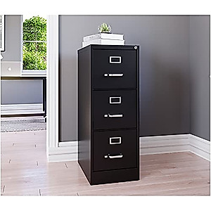 UrbanPro 22-in Deep 3 Drawer - Letter Width - Vertical Metal File Cabinet - Black - Commercial Grade - Fully Assembled