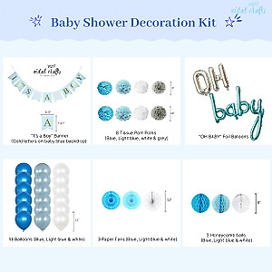 Vidal Crafts Baby Shower Decorations for Boy Complete Kit with Its a Boy Banner, Balloons, Paper Flowers, Honeycomb Balls, Paper Fans, and Oh Boy Foil Ideal Baby Boy Shower Decor and Party Supplies